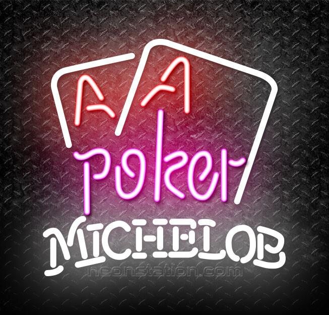 Michelob Lettering Red Aces White Cards Neon Sign For Sale // Neonstation