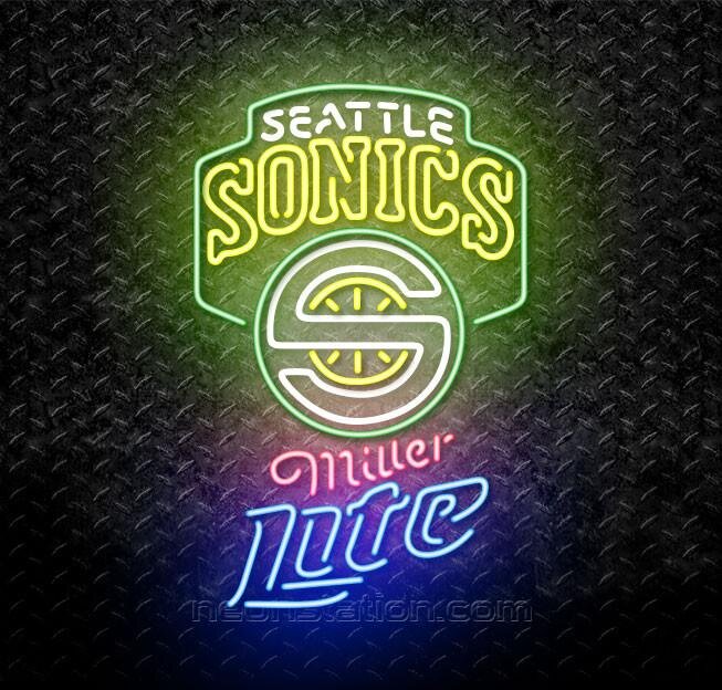 Miller Lite NBA Seattle Supersonics Neon Sign For Sale // Neonstation