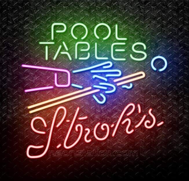 Strohs Pool Tables Billiards Neon Sign For Sale // Neonstation