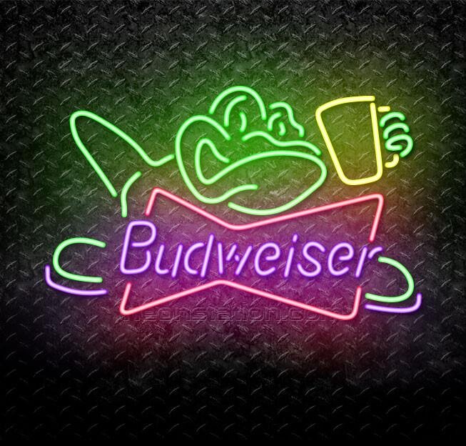 Budweiser Frog With Beer Mug Neon Sign For Sale // Neonstation