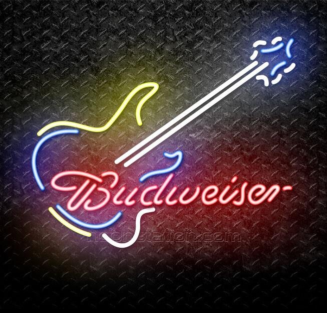 Budweiser With Guitar Neon Sign For Sale // Neonstation