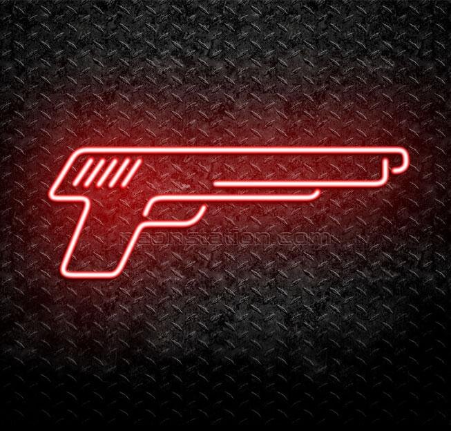 Revolver Gun Pistol Neon Sign For Sale // Neonstation