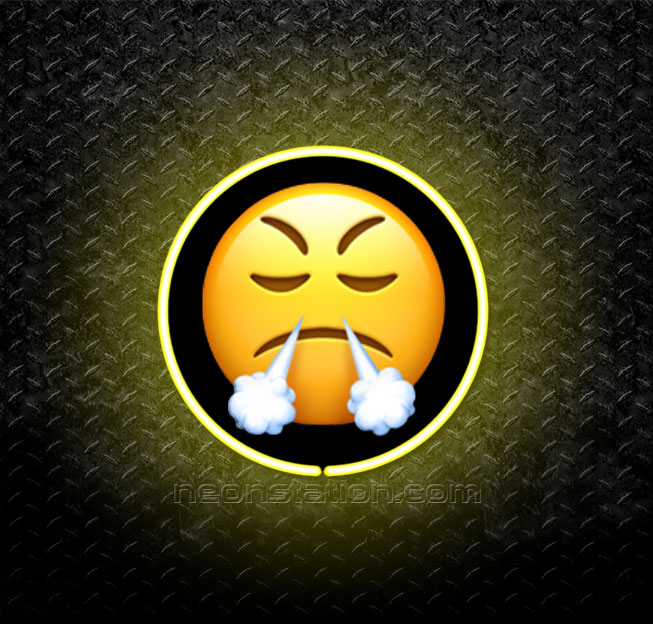 Huffing With Anger Face Emoji 3D Neon Sign For Sale // Neonstation