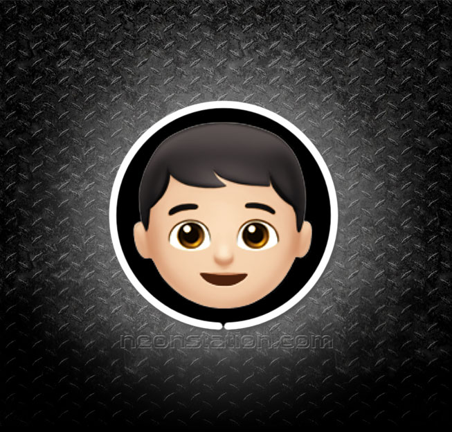 Boy Face With Black Hair Emoji 3D Neon Sign For Sale // Neonstation