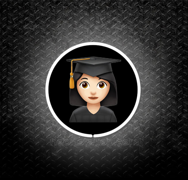 Graduate Student Girl Emoji 3D Neon Sign For Sale // Neonstation