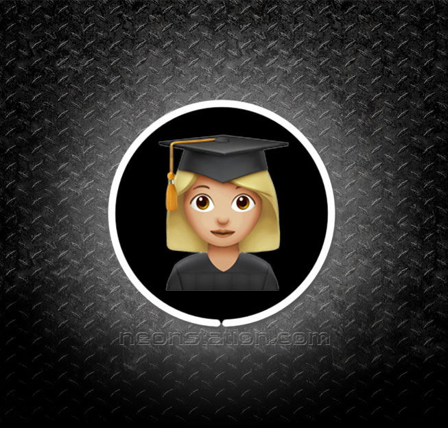Graduate Student Girl Emoji 3D Neon Sign For Sale // Neonstation